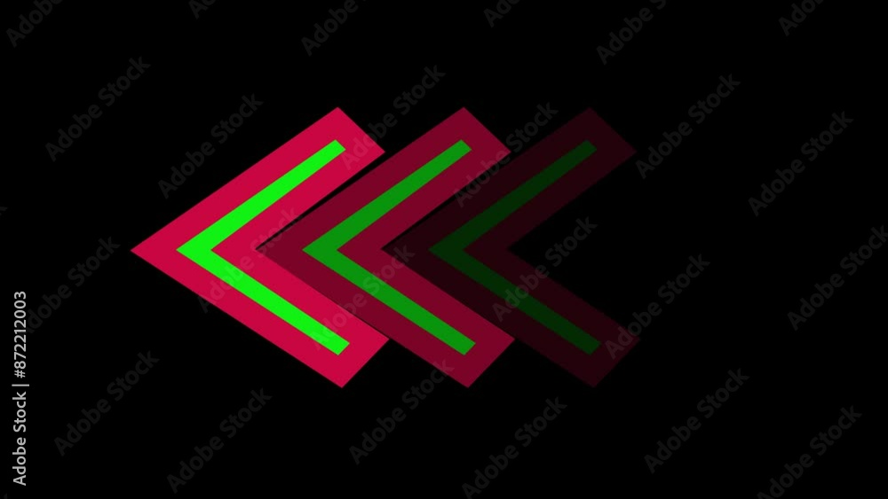 Arrow animation red chroma key left light and black background. 4k ...