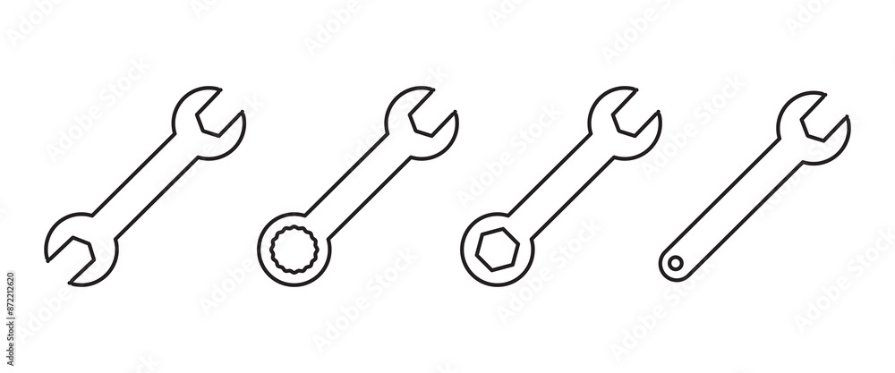 Wrench icon set. repair icon vector. tools icon vector, Spanner symbol ...