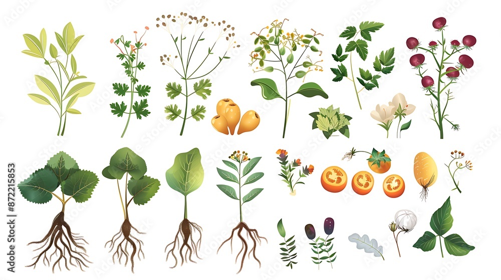 Infographic on the Parts of a Plant, Detailing Roots, Stems, Leaves ...