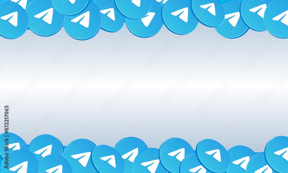 Banner with Telegram messenger logo icons as a frame border on white ...