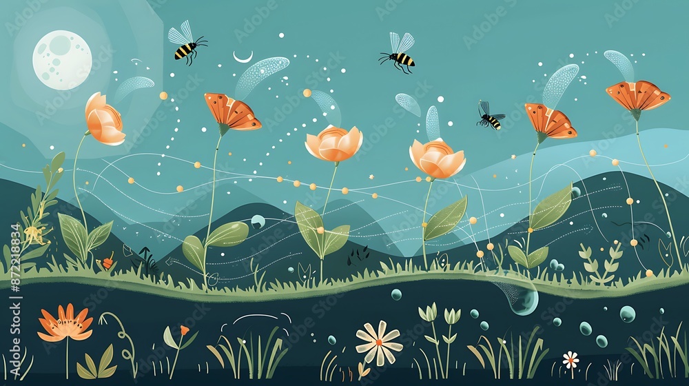 Detailed infographic on the process of pollination, illustrating the ...
