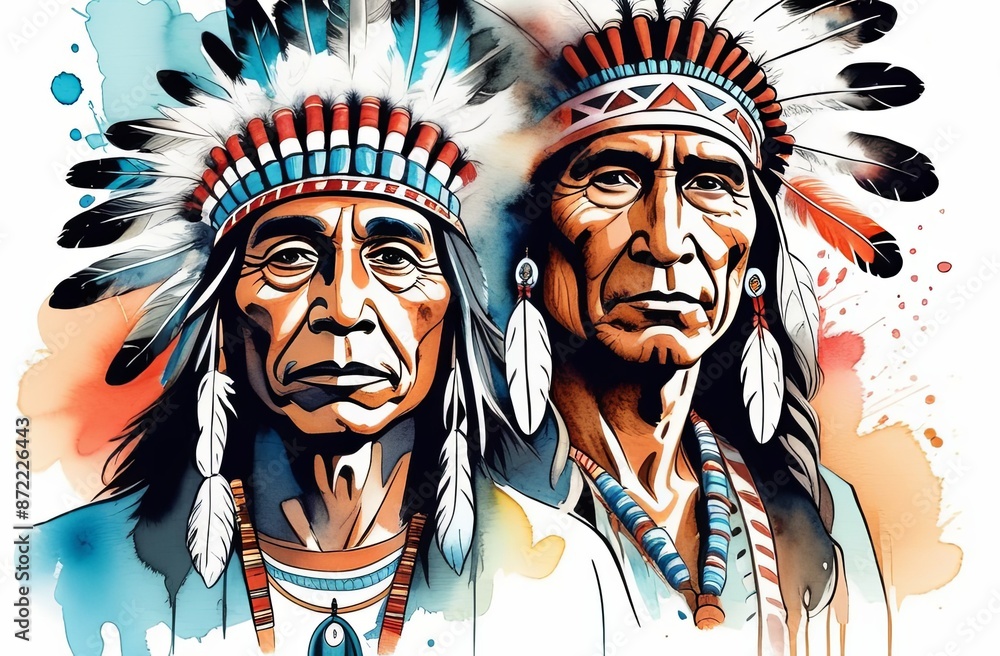 traditional clothing and face paint of native americans, indigenous ...