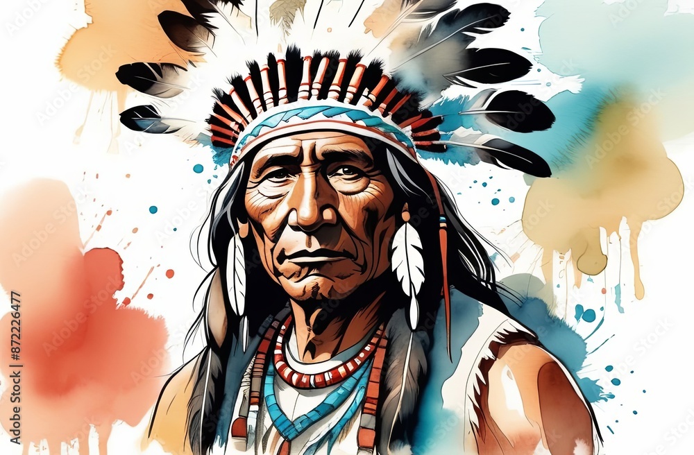 ภาพประกอบสต็อก Indigenous People Day horizontal background with a ...