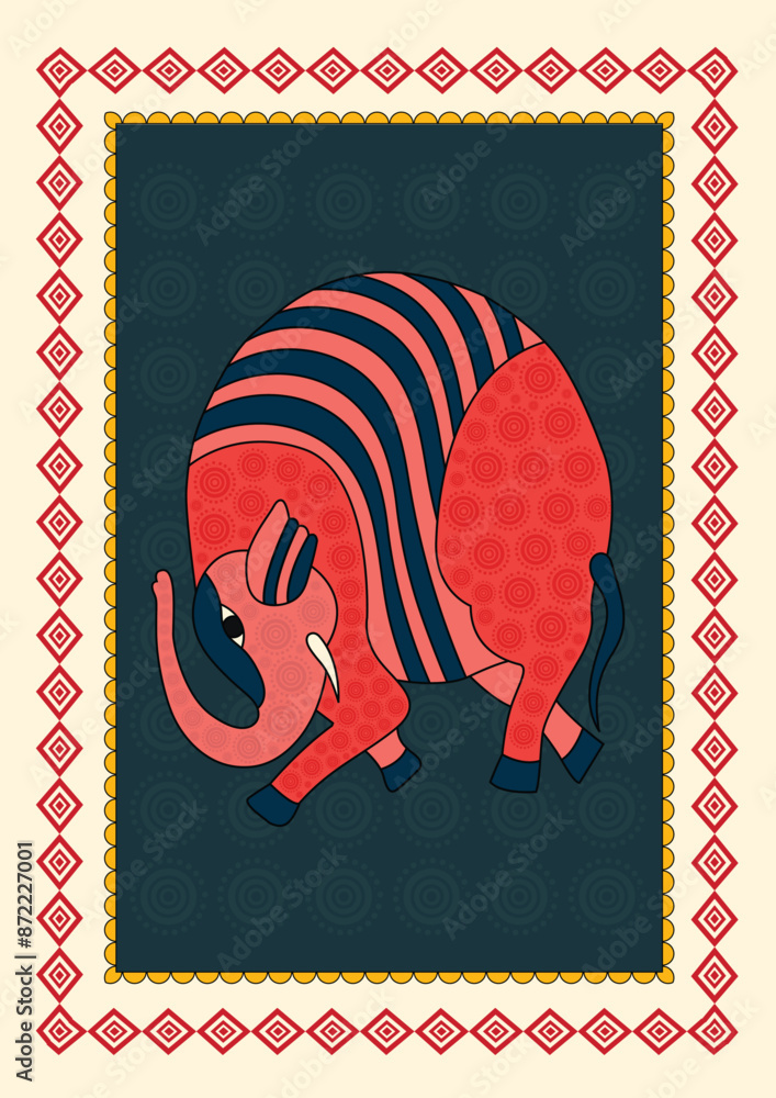 Whispers of the Jungle: A Vibrant Gond Artwork - Majestic Elephant in ...