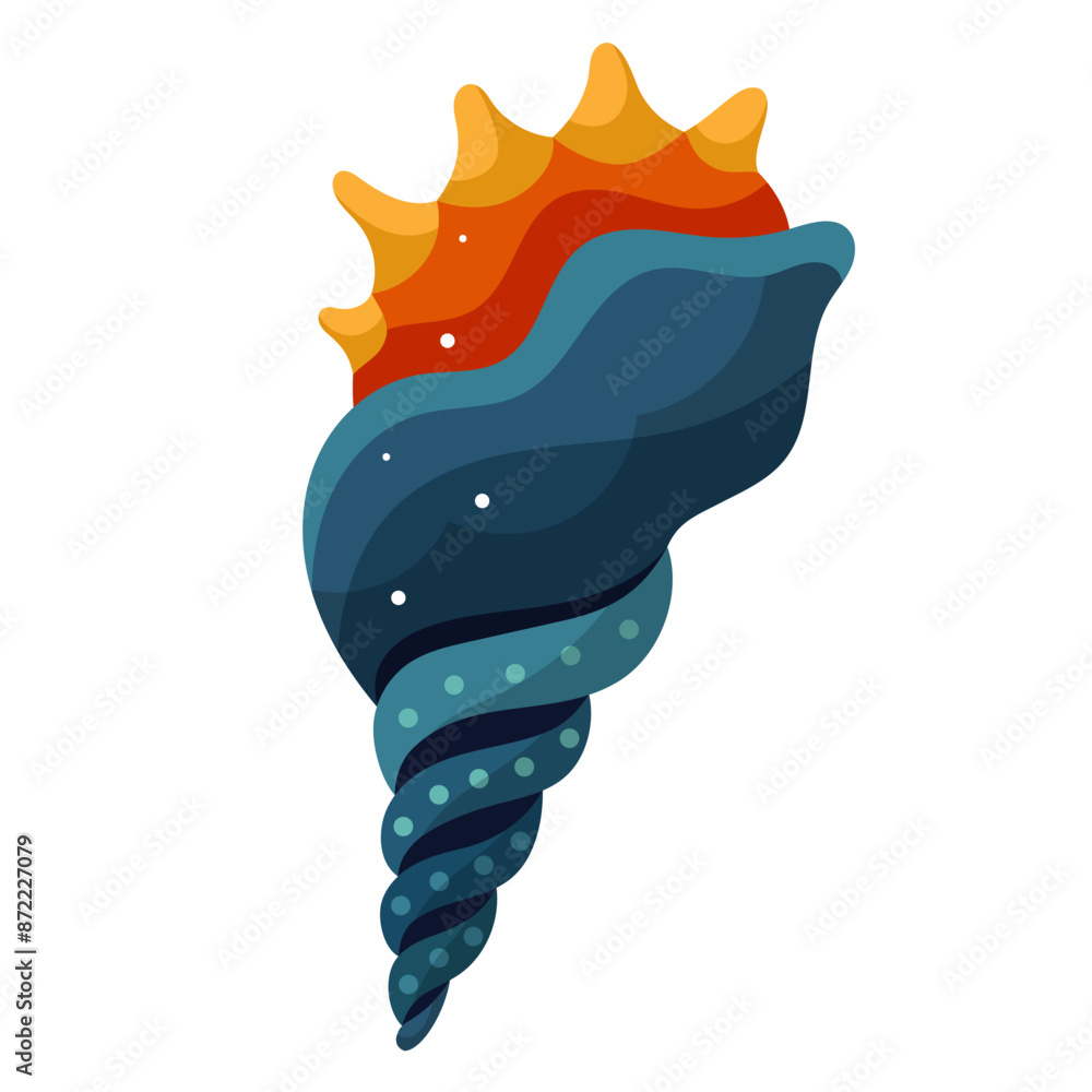 Seashell on a white background. Ocean exotic underwater shell, spiral ...