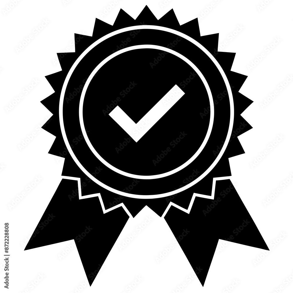 Develop a certification badge with a ribbon, a check mark, within a ...