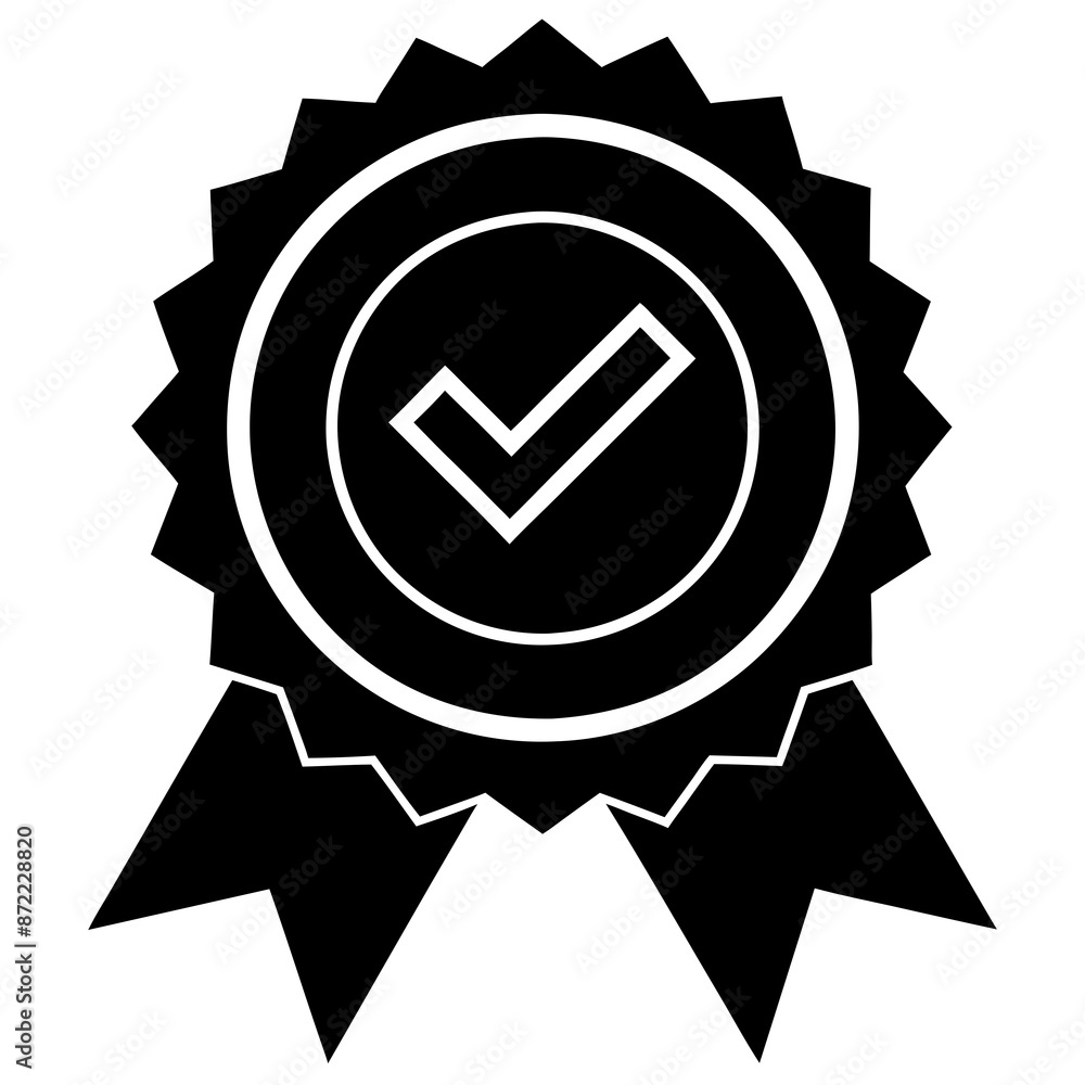 Develop a certification badge with a ribbon, a check mark, within a ...