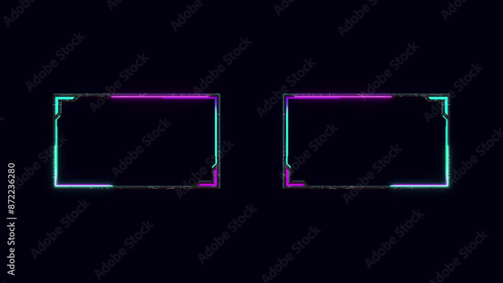 Neon looped light frame for game streaming video on a transparent ...