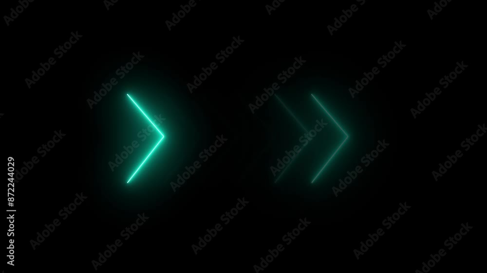 cyan neon single-line directional right arrow animation. signal icon ...