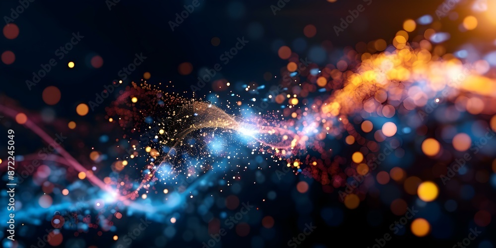 3d Atomic Structure Model Of An Elementary Particle Against A Black