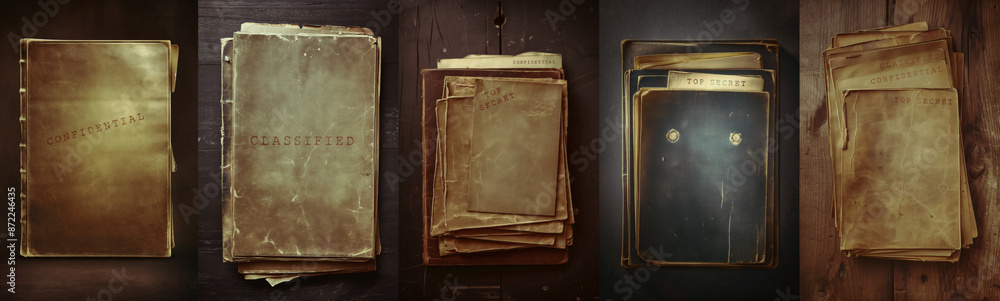 Top Secret folder set. Classified archives collection. Confidential ...