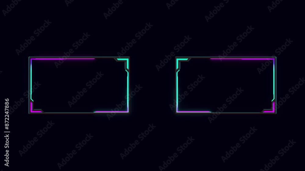 Neon looped light frame for game streaming video on a transparent ...