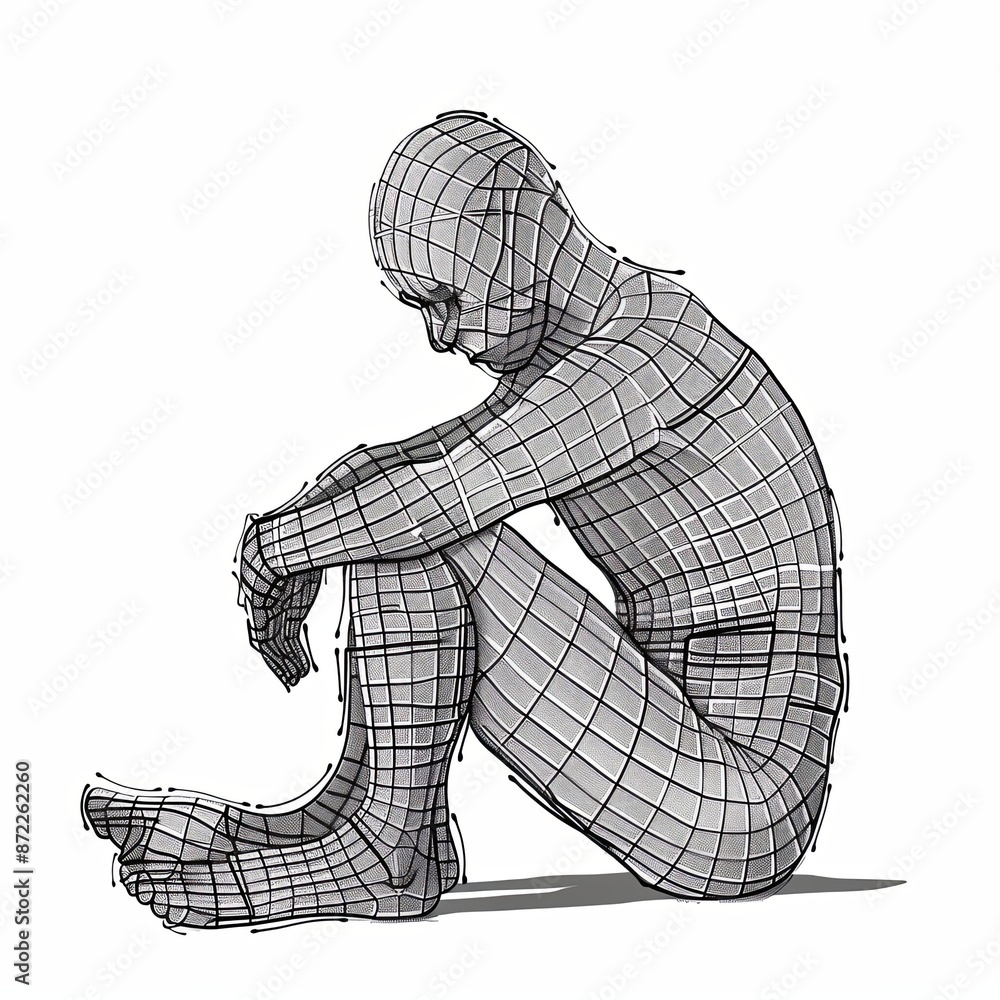 Man thinks about a problem. Time for reflection. Despair, depression, hopelessness or addiction ...