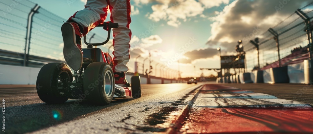 Ultra sharp image of a go-kart competitor heading to their car at the ...