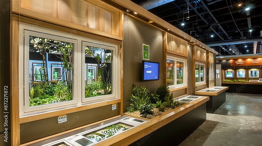 energy-efficient window display at a sustainable living expo, showing ...