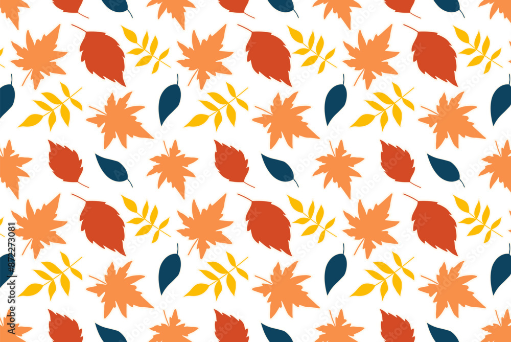 Pattern with autumn leaves, vector background of leaf fall in warm ...