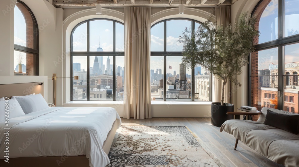 boutique hotel room with uniquely designed energy-efficient windows ...