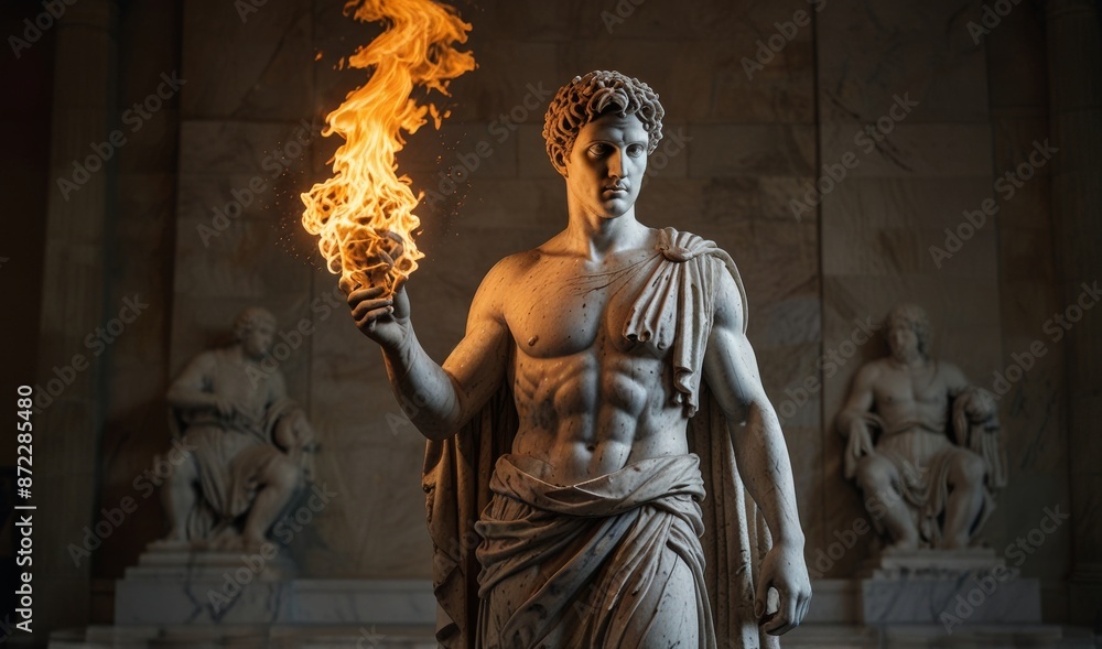 ภาพประกอบสต็อก ancient greek marble statue of young man, 25 years old ...