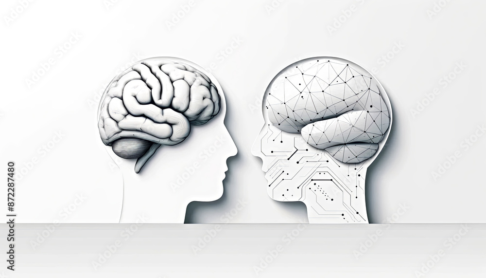Human Brain vs. Artificial Intelligence Conceptual Illustration ...