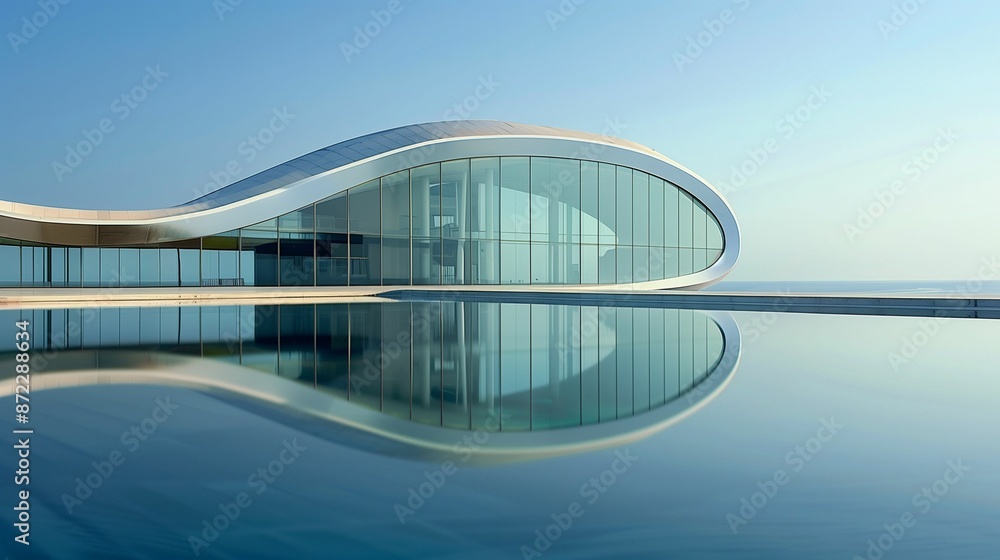 AI generated illustration of a modern architectural building with a ...