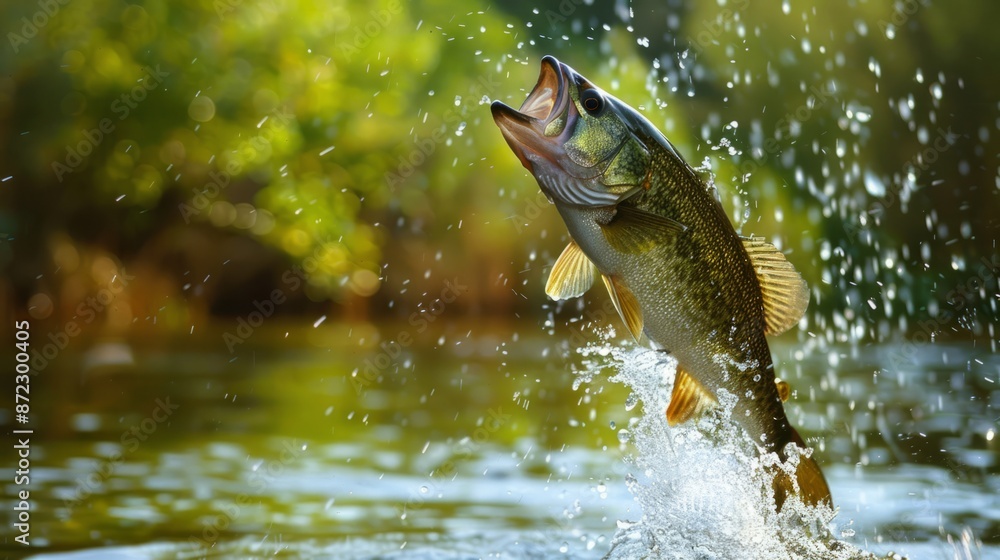 Largemouth bass jumping out of water. A stunning photo of a largemouth ...