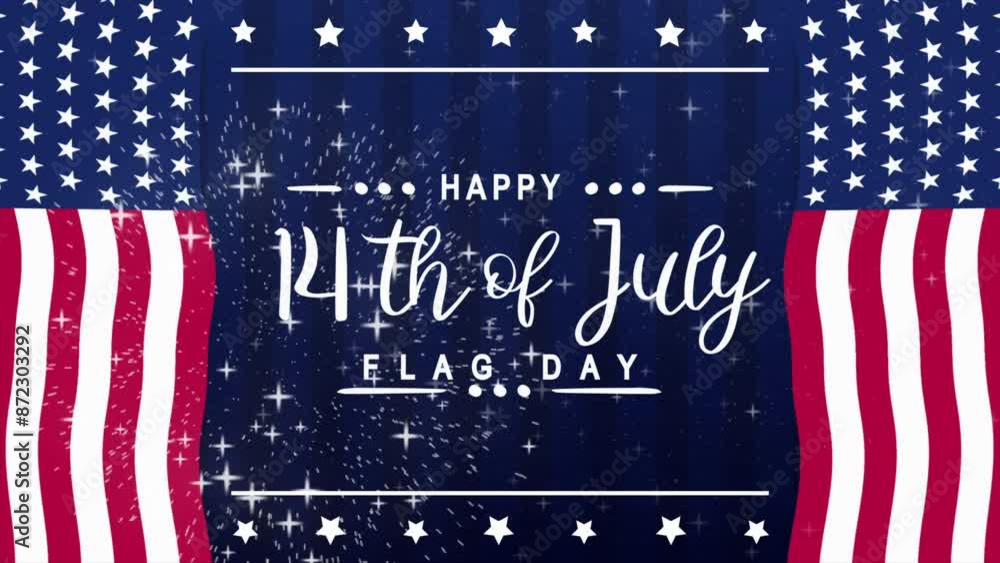 Happy Flag Day Text Animation with waving flag background. Celebrate ...