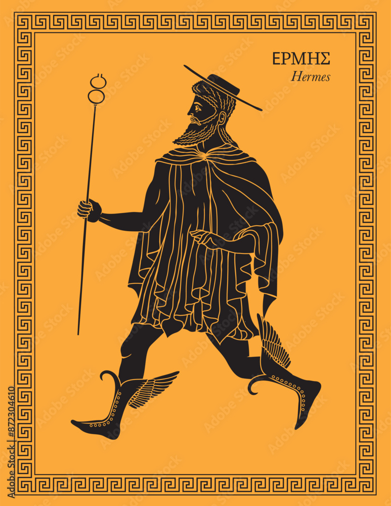 Vector illustration of the Greek god Hermes, the herald of the gods ...