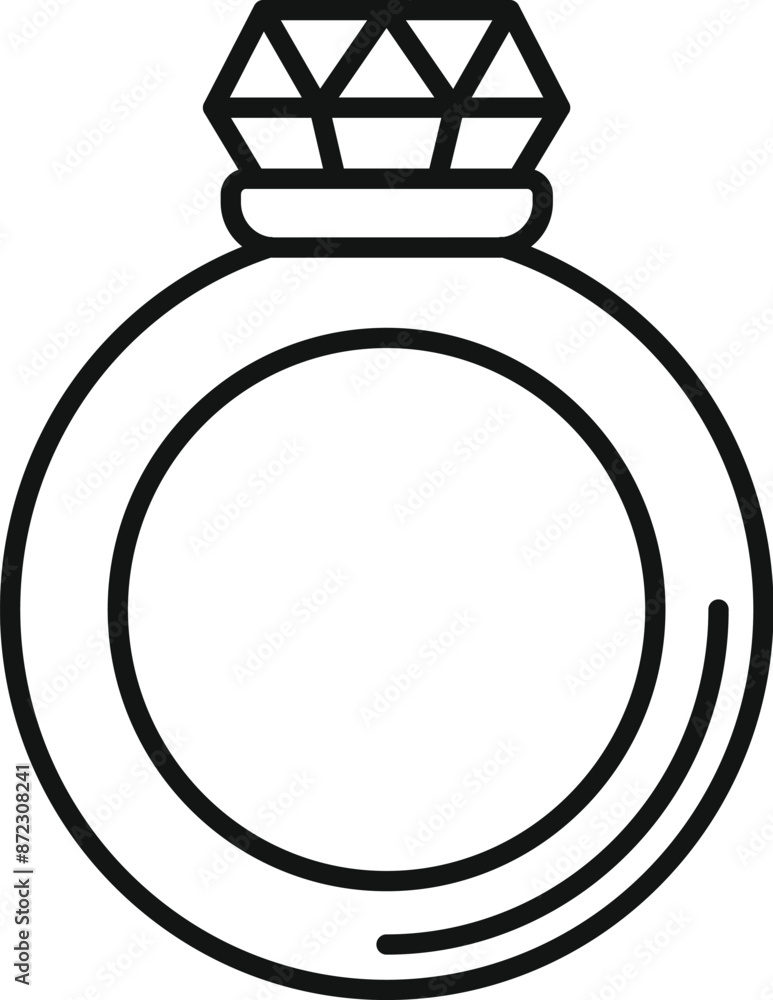 Simple line drawing of a diamond ring, representing the enduring power ...