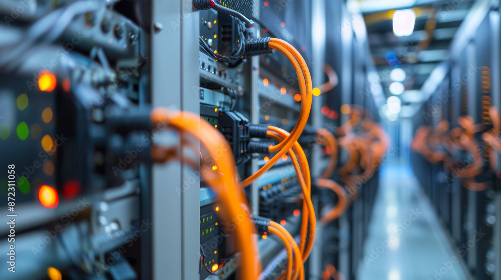 Servers are stored in a data center or server room. These servers store ...