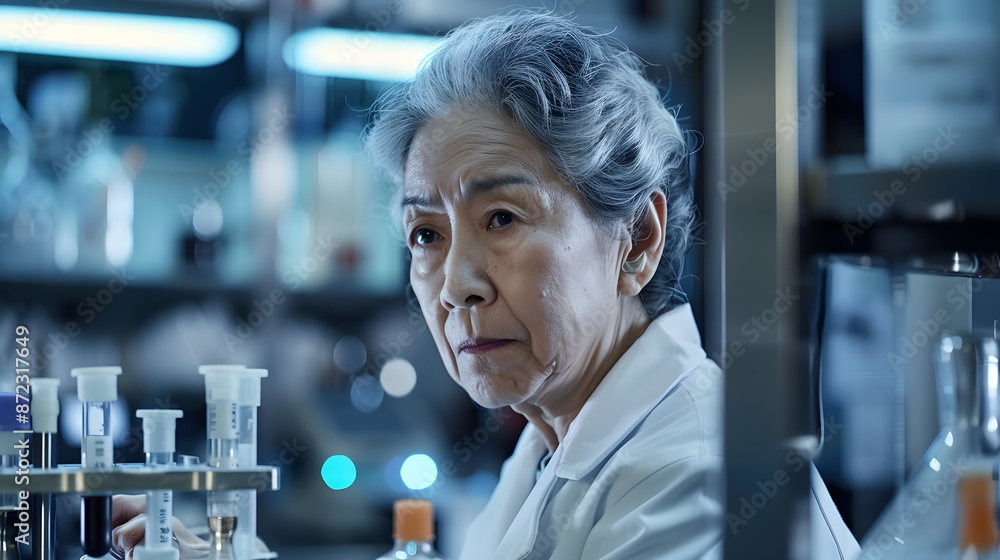 The picture of the senior asian female scientist in her early 60s ...