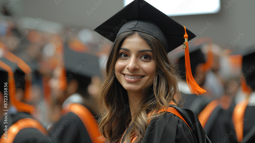 Students wearing graduation hat and gown before receiving their diploma ...