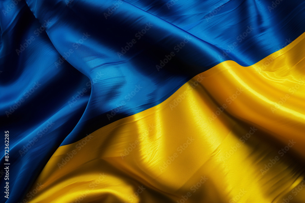 Ukrainian flag in a smooth, silky texture, with its blue and yellow ...