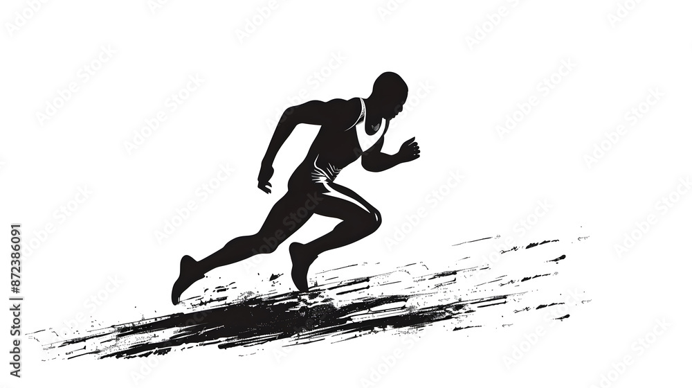 decathlon sportsman silhouette isolated on white background. Vector ...