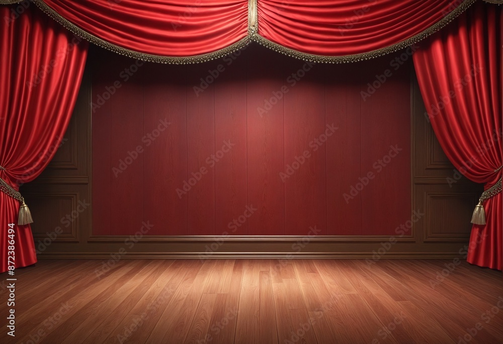Vibrant red velvet curtains set the dramatic stage for a luxurious ...