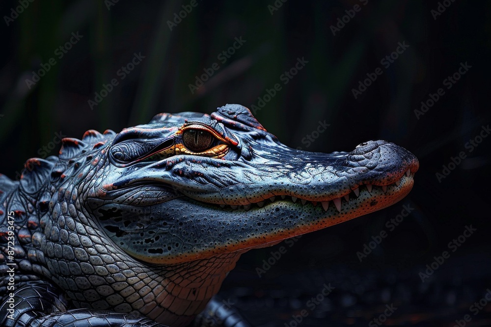 Mystic portrait of American Alligator, full body view, isolated on ...