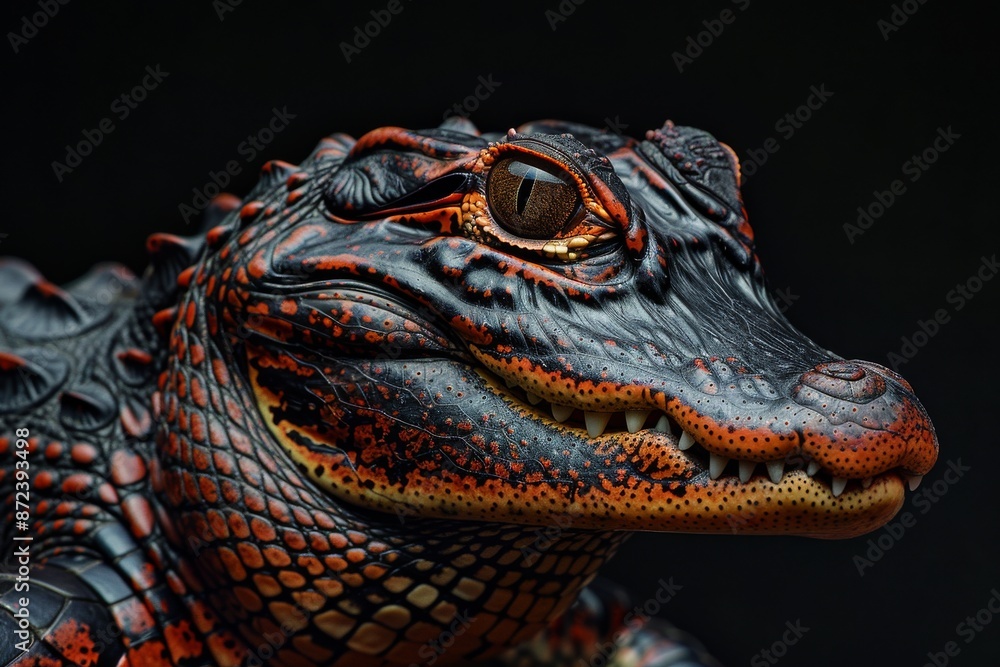 Mystic portrait of American Alligator, full body view, isolated on ...