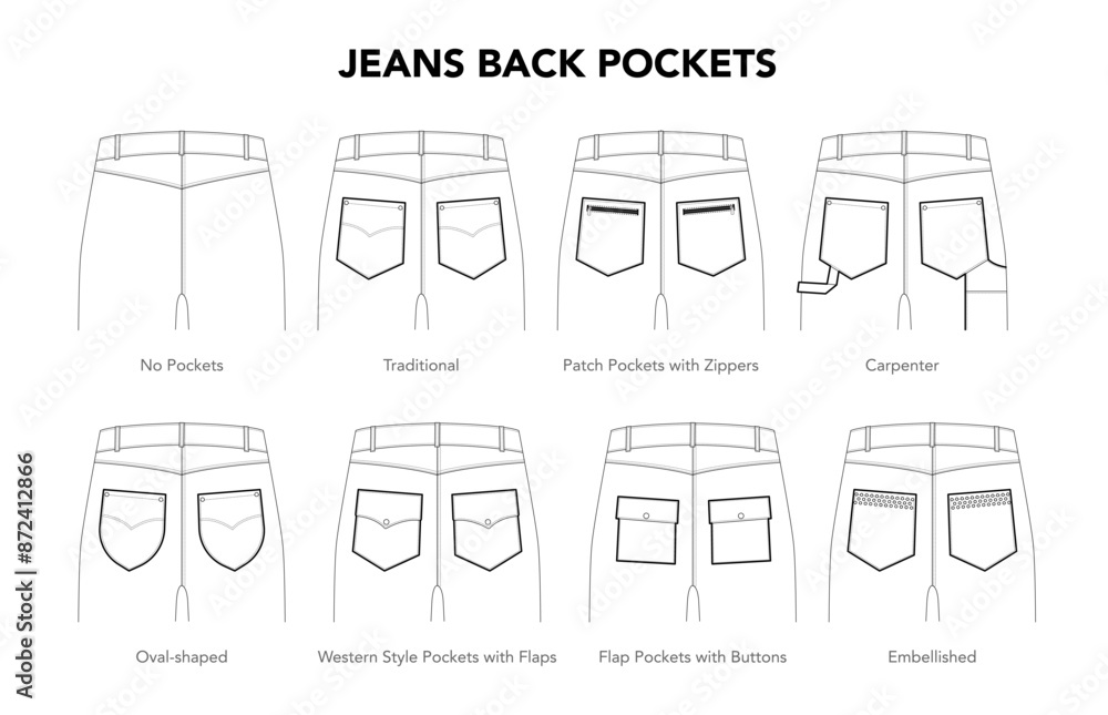 Set of Jeans Back Pockets on pants - Traditional, Carpenter Oval ...