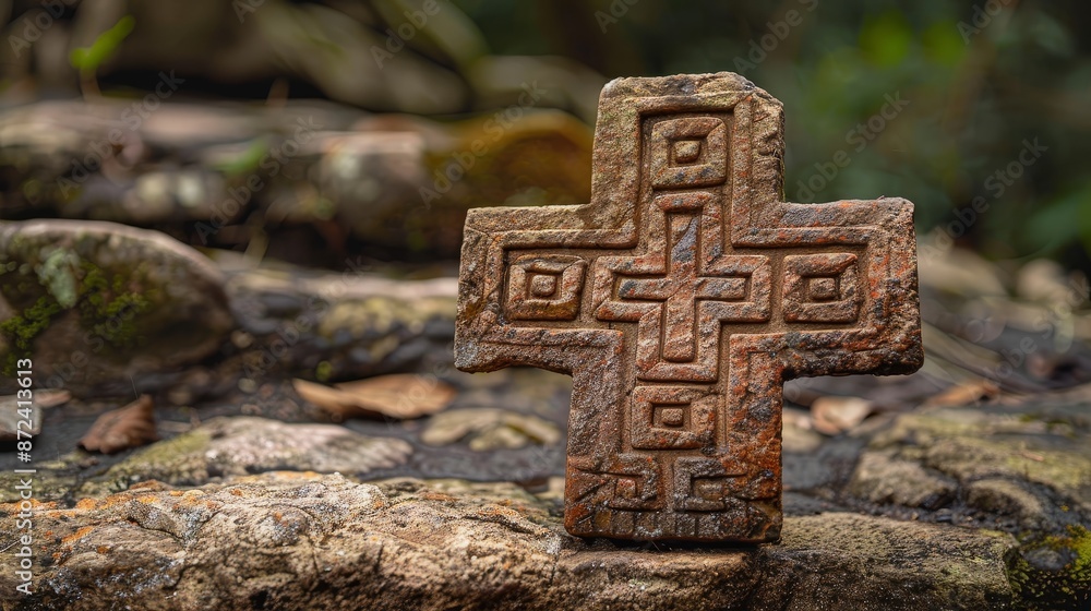 Detailed Inca Cross Stone, showcasing its cultural significance ...