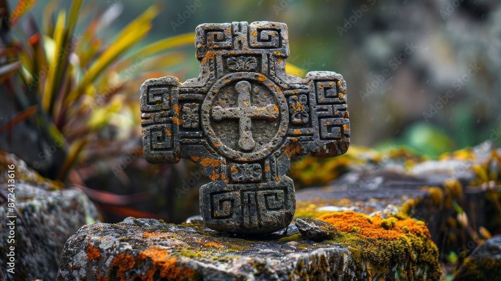 Detailed Inca Cross Stone, showcasing its cultural significance ...