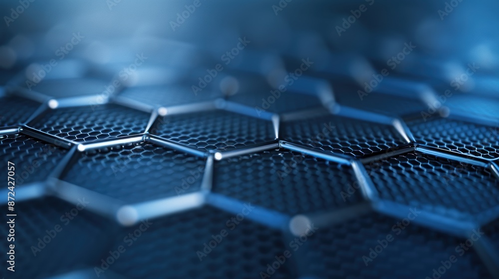 High-tech abstract blue hexagonal grid background, showcasing a ...