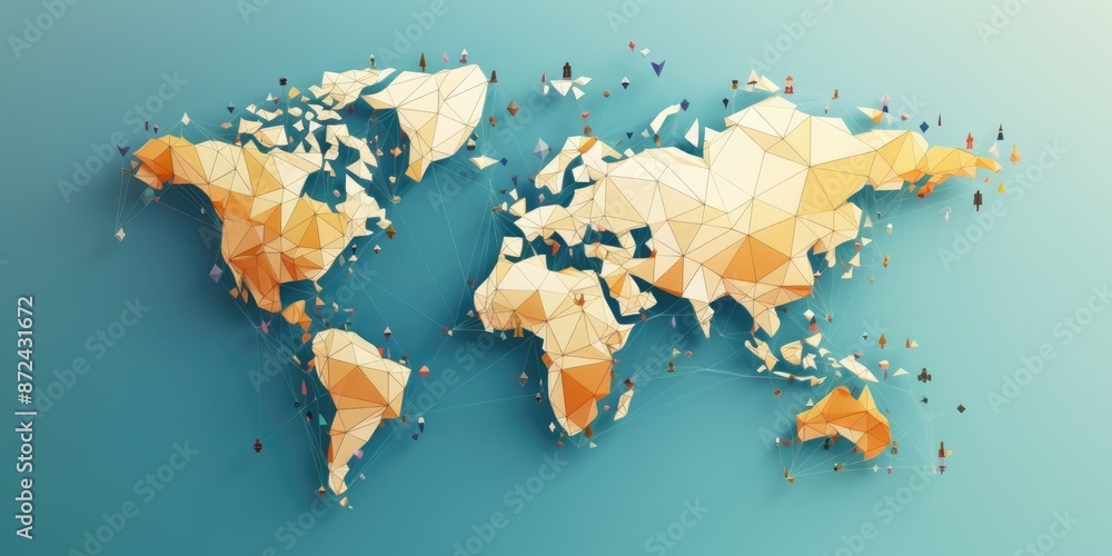 Picture of flat global map show the continent on the earth without ...