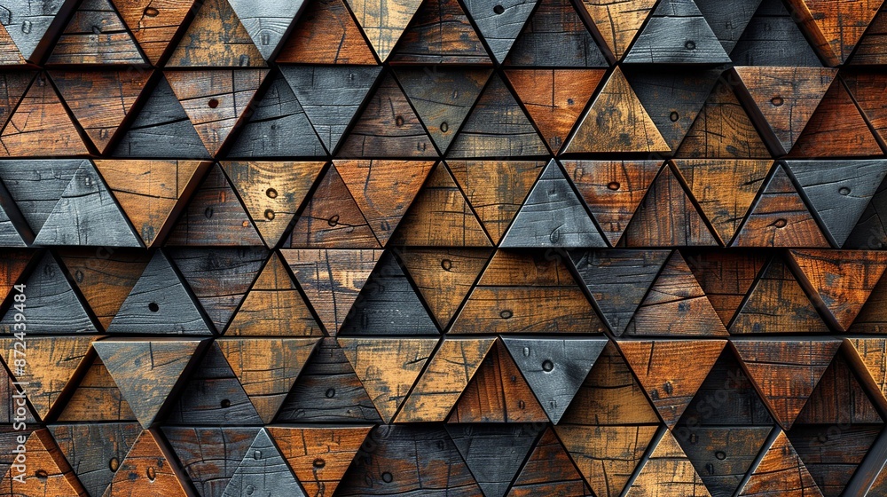 Equilateral triangles in a seamless pattern with a wood grain texture ...