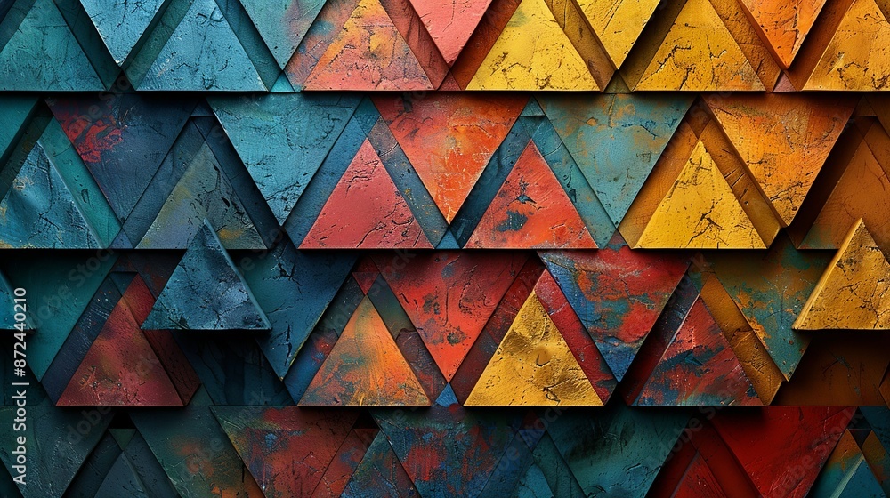 Background texture with equilateral triangles in a tropical color ...