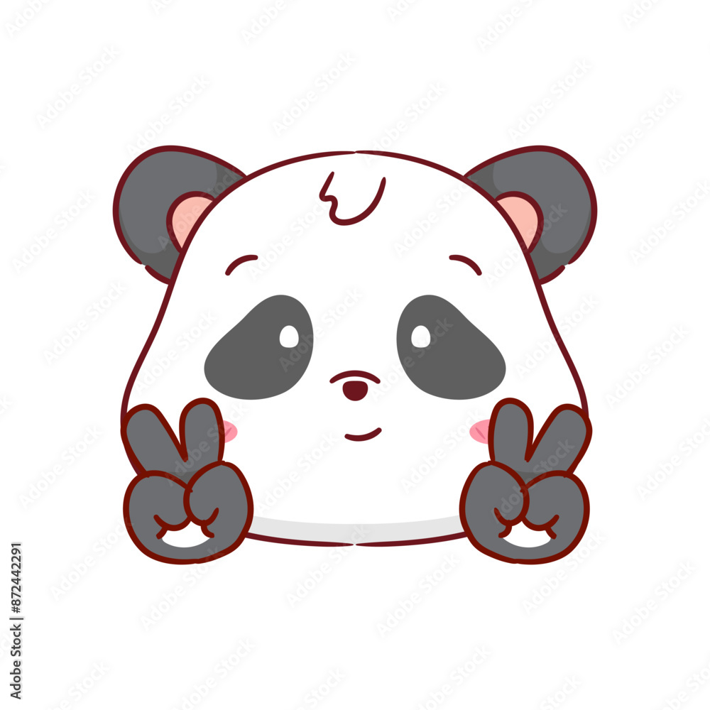 Cute panda Poses Peace Hand Sign Gesture Cartoon Character. Adorable ...