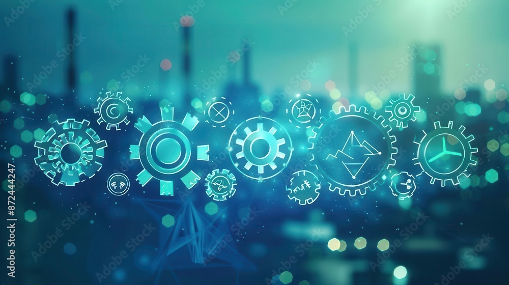 industrial ecosystem infographic interconnected gears sustainable ...