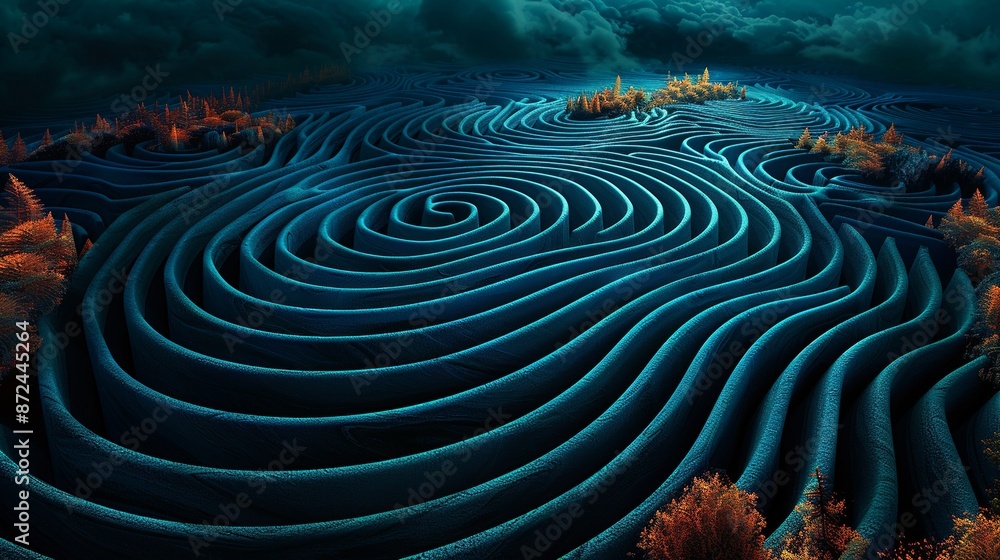 Concentric circular maze pattern with varying line thickness, offering ...