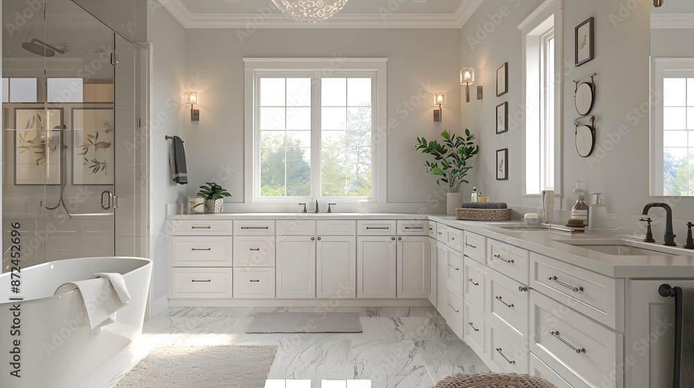 Transitional Bathroom: Description: A blend of traditional and modern ...