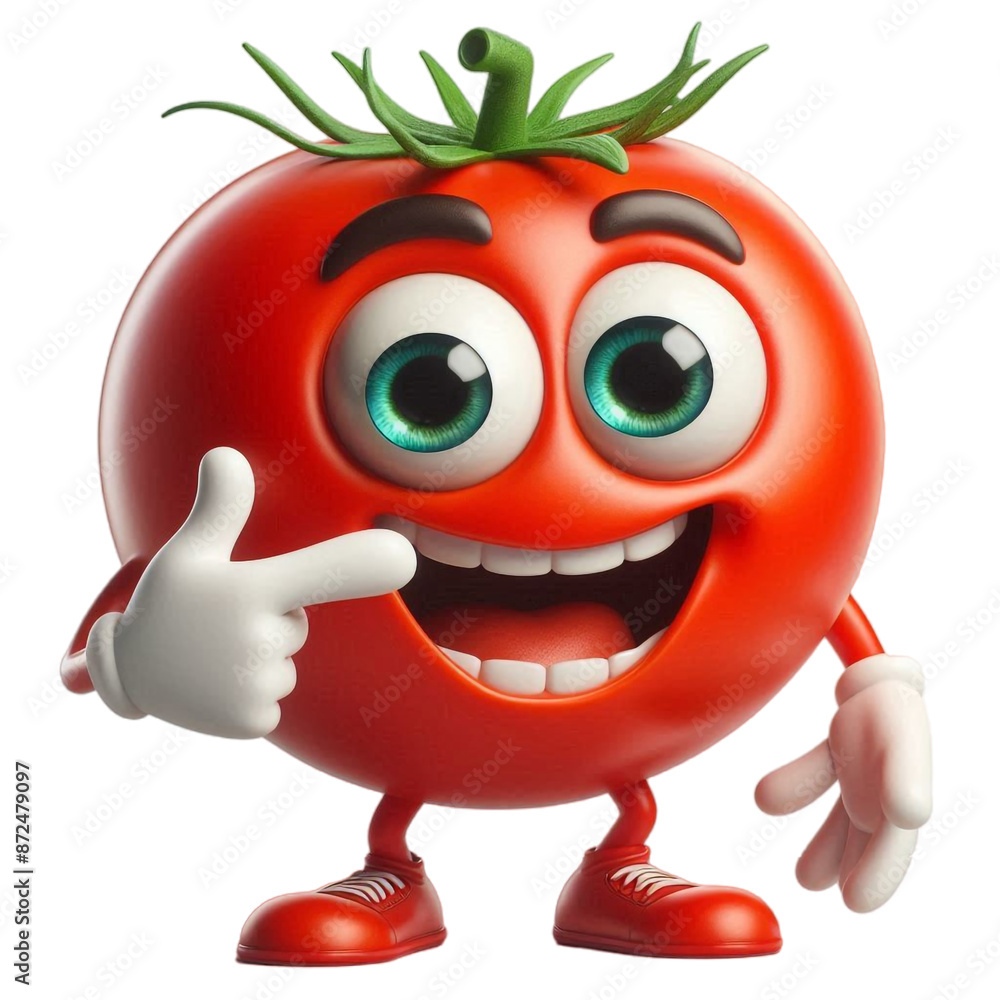 Goofy Tomato Cartoon Character with Googly Eyes in 3D on a transparent ...