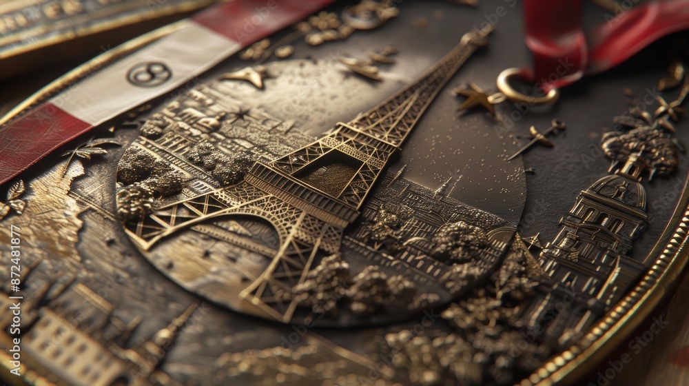Creating a Paris-themed Olympic medal with ribbons changing into the ...