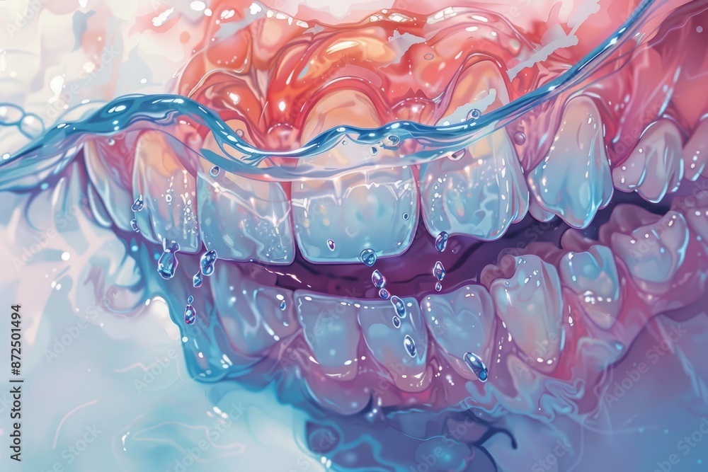 Artistic depiction of teeth partially submerged in water, highlighting ...